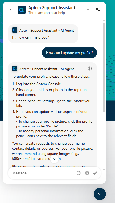 Using the Aptem Help Centre chatbot – Aptem Help Centre