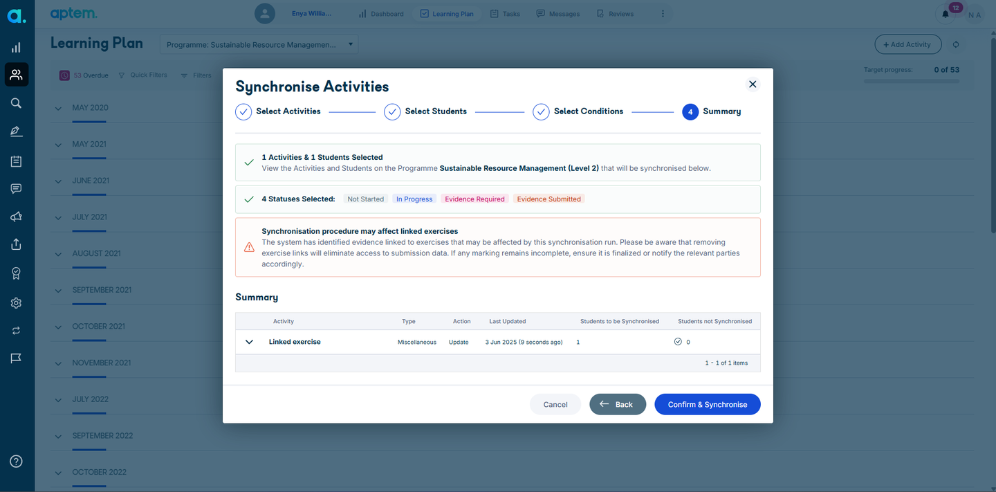Marking Aid exercise synchronisation considerations – Aptem Help Centre