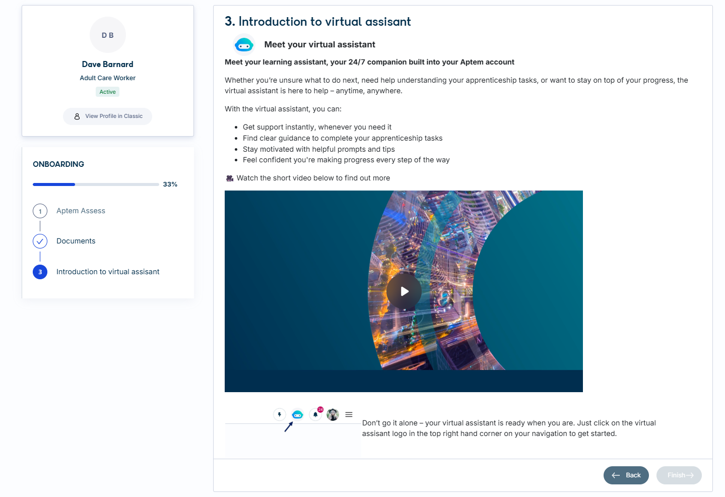 How to add the virtual assistant onboarding step in Aptem – Aptem Help Centre