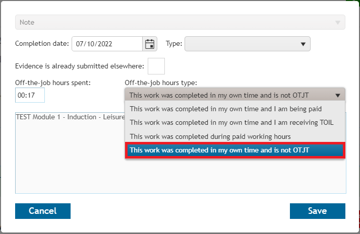 Off the job training: Troubleshooting guide – Aptem Help Centre