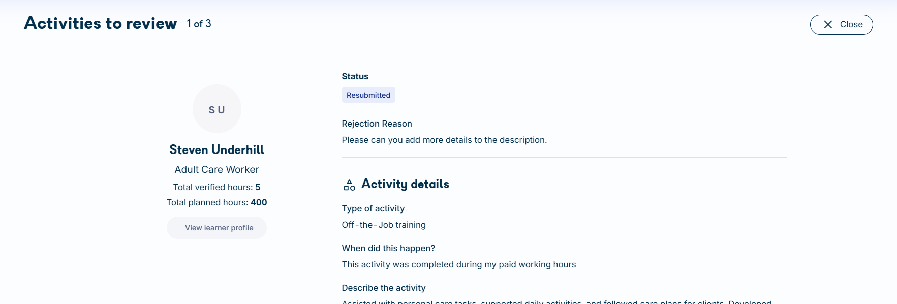 Activity log: Review and manage activities as a tutor – Aptem Help Centre