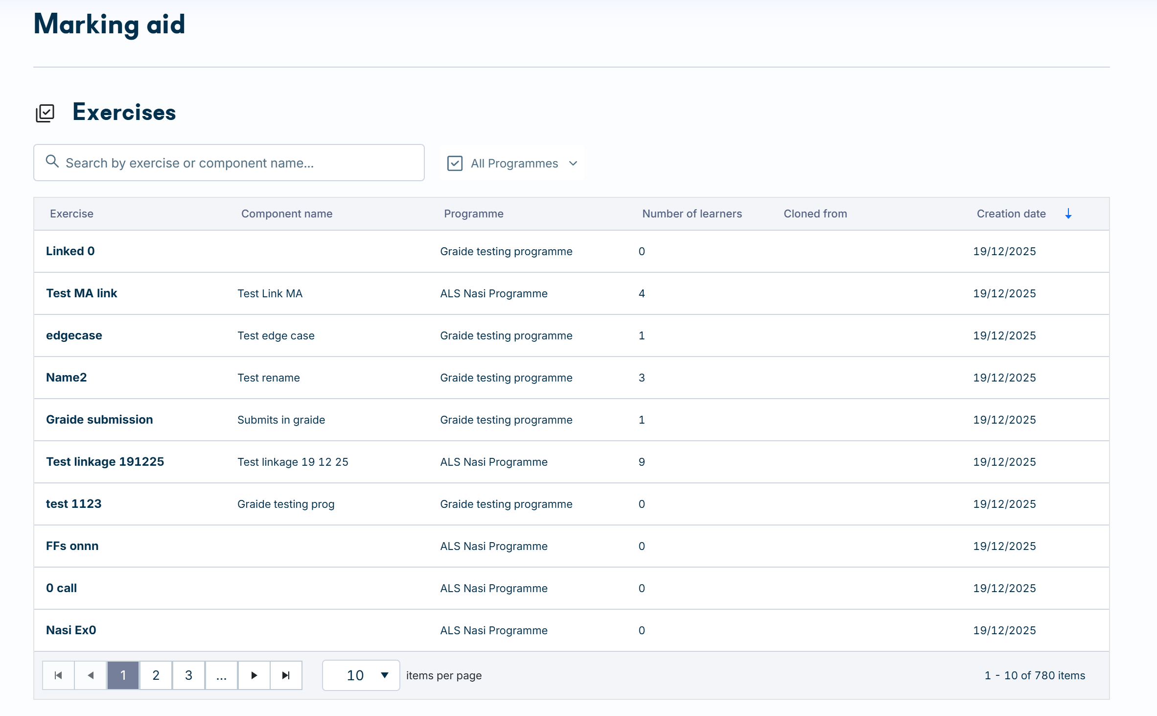 Marking aid: Management screen – Aptem Help Centre