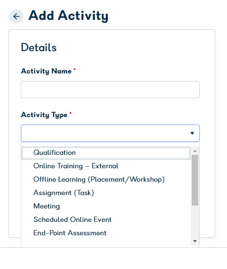 Add activities to a learning plan – Aptem Help Centre