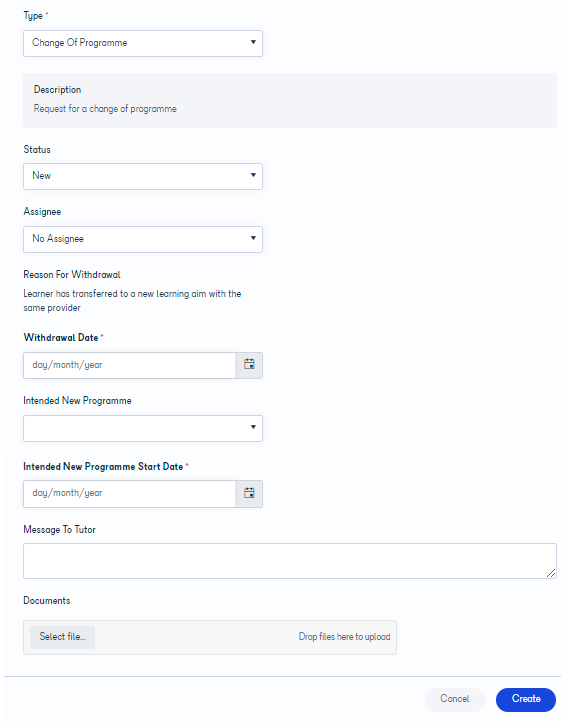 Change of programme – Aptem Help Centre
