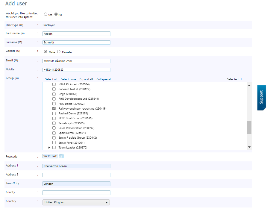 Create an Employer user (Classic) – Aptem Help Centre