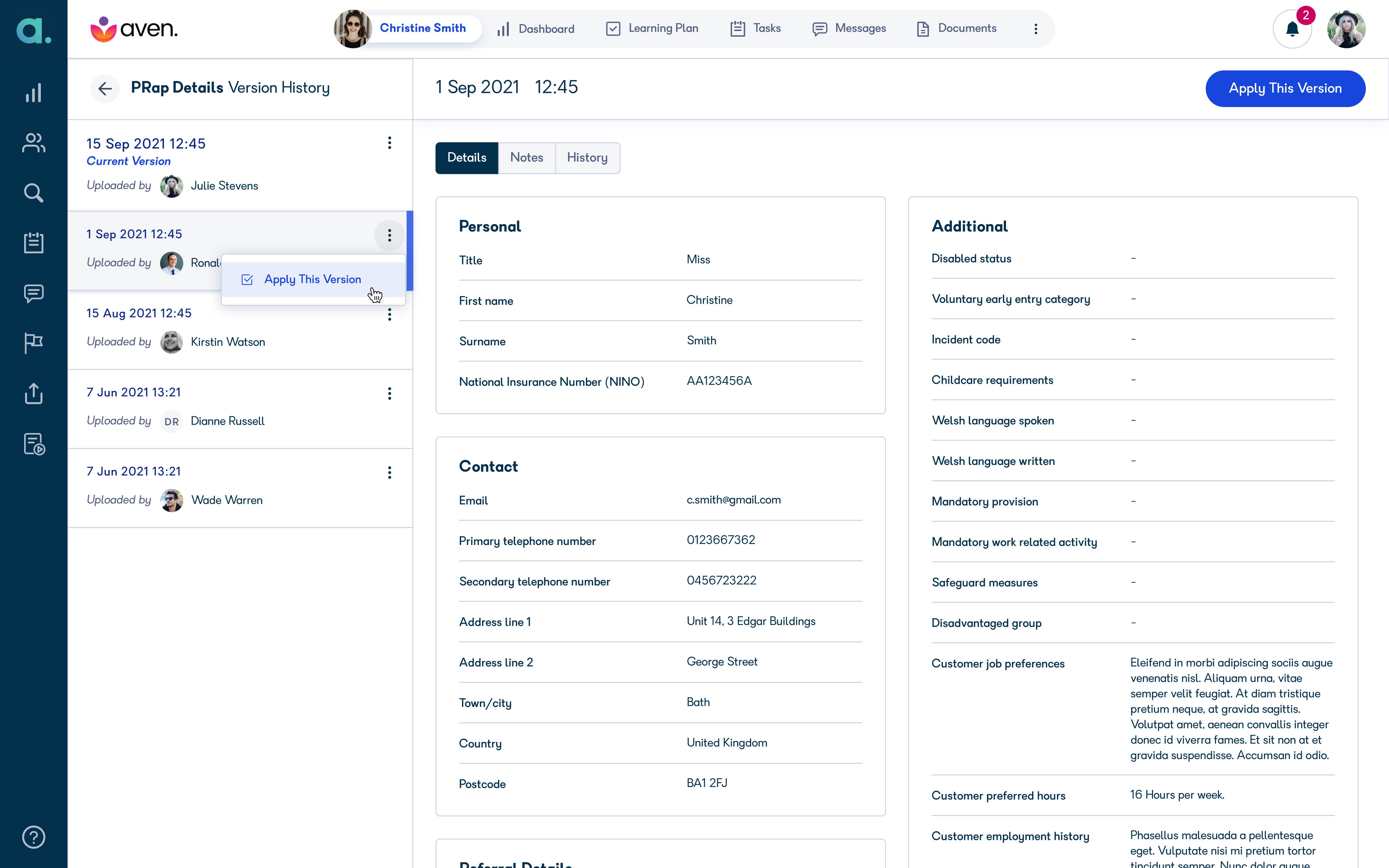 PRaP versions – Aptem Help Centre